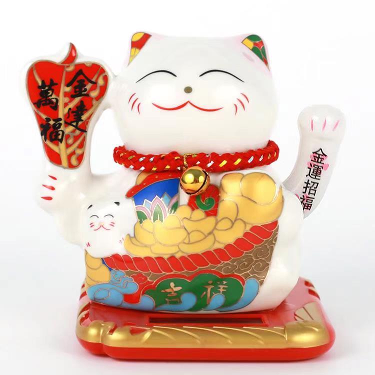 Ceramic Hand Painted Waving Lucky Cat – Deluxonline